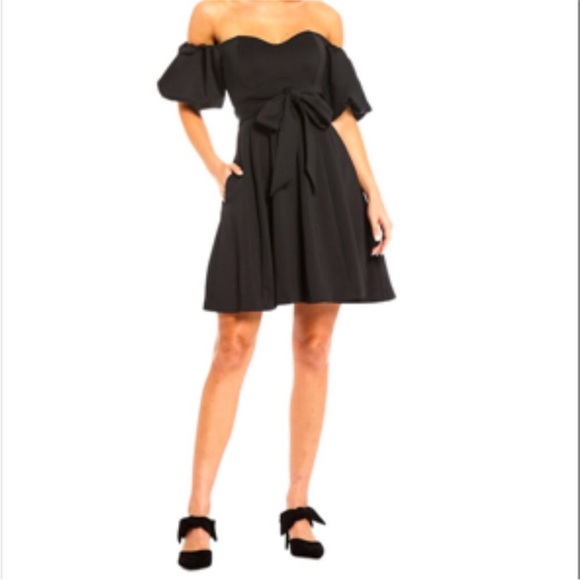 Badgley Mischka | Dresses | Belle Badgley Mishka Puff Sleeve Cocktail ...